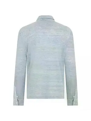 Fedeli Striped Long-sleeve Polo Shirt - Blue