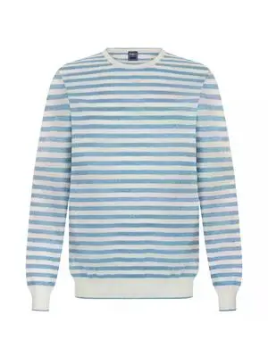 Fedeli Striped Crew-neck Sweater - Neutrals