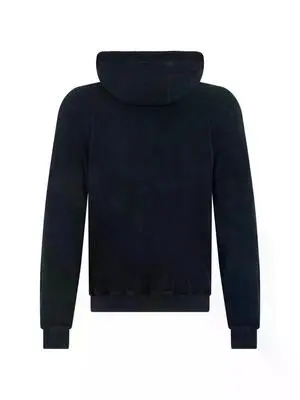 Fedeli Zip-up Drawstring Hoodie In Dark Cotton Terrycloth
