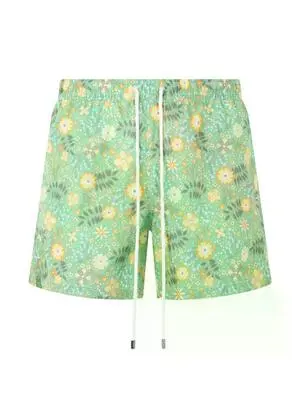 Fedeli Floral Print Swim Shorts - Green