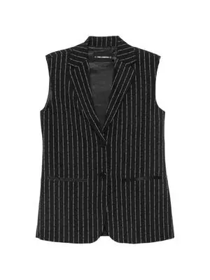 Karl Lagerfeld Logo Pinstripe Tailored Sleeveless Blazer