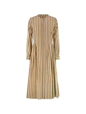 Antonelli Firenze Striped Pleated Midi Dress