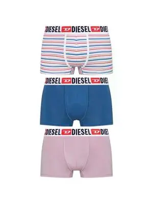 DIESEL® Umbx- Damien Pack Of Three Logo-waistband Striped-pattern Boxer Briefs - Pink