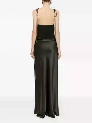 NISSA Draped Satin Maxi Dress