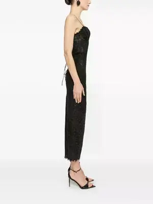 NISSA Exaggerated Hip Lace Midi Dress