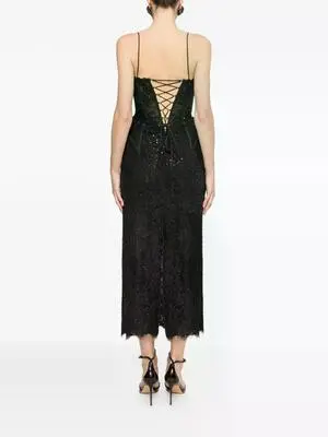 NISSA Exaggerated Hip Lace Midi Dress