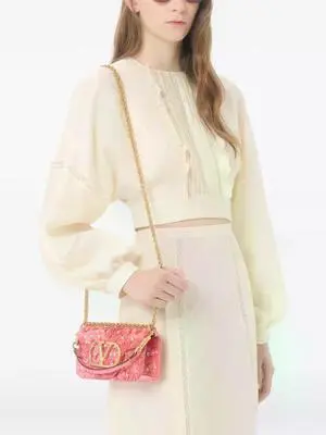 Valentino Garavani Couture Linen Top With Lace Entredéux And Bow Detail
