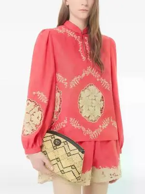 Valentino Garavani Embroidered Linen Kaftan Top