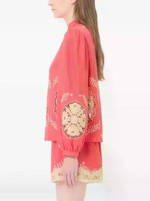 Valentino Garavani Embroidered Linen Kaftan Top