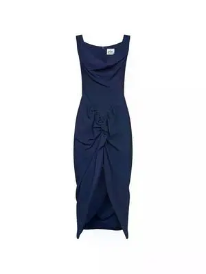 VIVIENNE WESTWOOD Draped Asymmetric Midi Dress - Blue