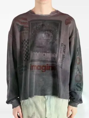 SAITOS Graphic-print Waffle-knit T-shirt