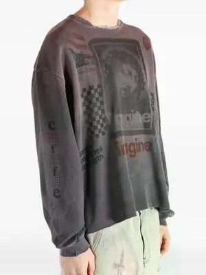SAITOS Graphic-print Waffle-knit T-shirt
