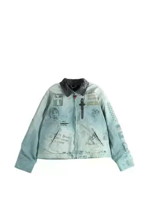 SAITOS Distressed Graphic-print Work Jacket