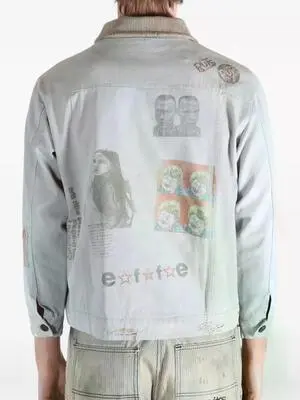 SAITOS Distressed Graphic Print Cotton Jacket