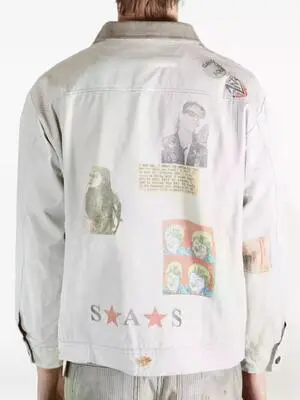 SAITOS Graphic Print Patch Detail Cotton Jacket