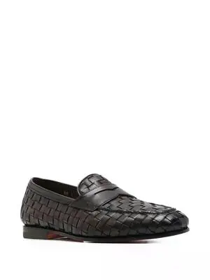 Santoni Woven Leather Loafers
