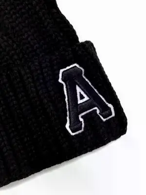 AAPE BY *A BATHING APE Cable-knit Logo Patch Beanie Hat