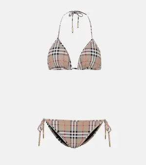 Burberry Checked Triangle Bikini - Beige