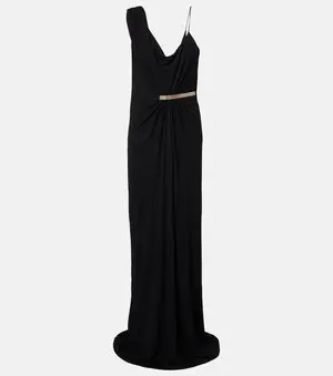 TOM FORD Draped Gathered Crêpe Jersey Gown - Black