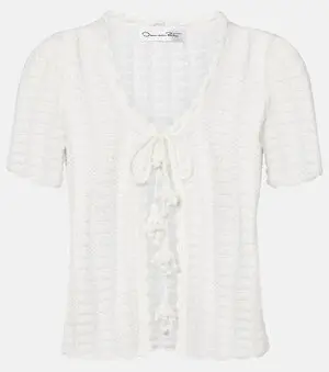 Oscar De La Renta Pointelle Cotton And Silk Cardigan - White