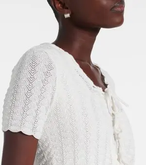 Oscar De La Renta Pointelle Cotton And Silk Cardigan - White
