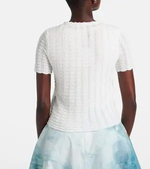 Oscar De La Renta Pointelle Cotton And Silk Cardigan - White