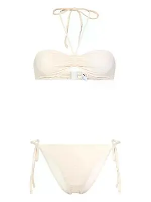 Lisa Marie Fernandez Seersucker Bandeau Bikini - Neutrals