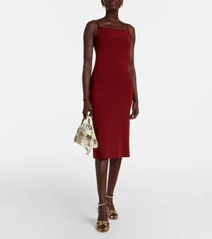 FERRAGAMO Ribbed-knit Jersey Midi Dress - Red