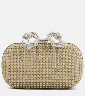 SELF-PORTRAIT Crystal-embellished Box Clutch - Gold