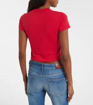 Gucci Logo Cropped Cotton-blend Jersey T-shirt - Red