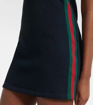 Gucci Web Stripe Ribbed-knit Jersey Polo Dress