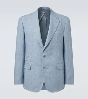 Ralph Lauren Purple Label Glen Linen-blend Blazer - Blue