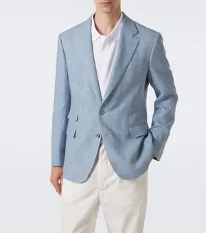 Ralph Lauren Purple Label Glen Linen-blend Blazer