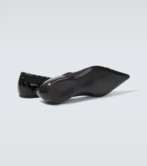 Gucci Horsebit Gg Canvas Studded Flats
