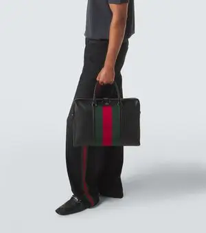 Gucci Leather Briefcase With Stripe Detail