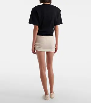 Magda Butrym Floral-appliqué Crêpe Miniskirt In Cream - Yellow