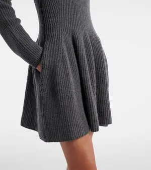 Magda Butrym Ribbed-knit Cashmere Mini Dress - Grey