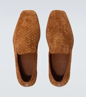 Bottega Veneta Palazzo Intrecciato Suede Slip-on Shoes