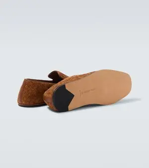 Bottega Veneta Palazzo Intrecciato Suede Slip-on Shoes