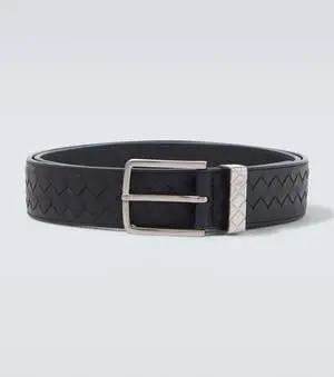 Bottega Veneta Intreccio Loop Leather Belt - Blue