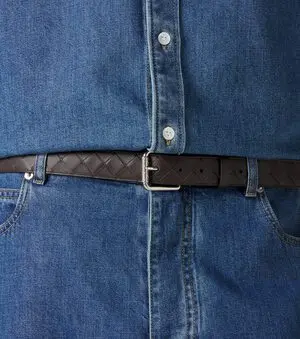 Bottega Veneta Intrecciato Leather Belt - Brown