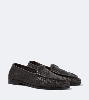 Bottega Veneta Silenzio Intrecciato Leather Loafers - Brown