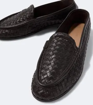 Bottega Veneta Silenzio Intrecciato Leather Loafers - Brown