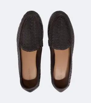 Bottega Veneta Silenzio Intrecciato Leather Loafers - Brown