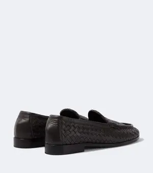Bottega Veneta Silenzio Intrecciato Leather Loafers - Brown