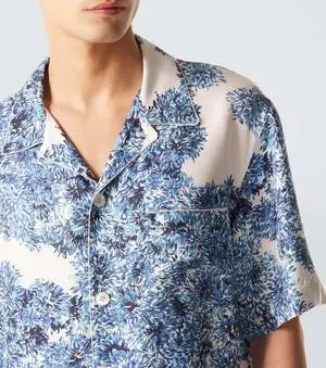 Givenchy Couture Seam Silk Twill Bowling Shirt