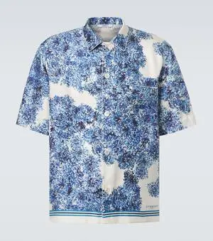 Givenchy Couture Seam Silk Twill Bowling Shirt - Blue