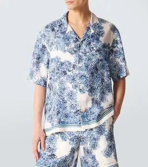 Givenchy Couture Seam Silk Twill Bowling Shirt
