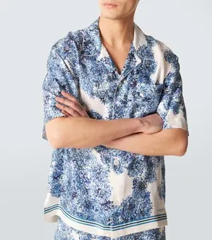 Givenchy Couture Seam Silk Twill Bowling Shirt