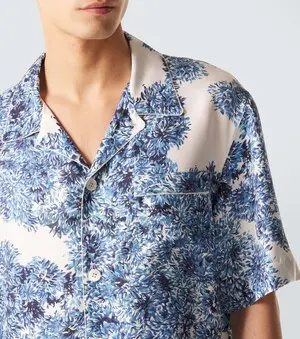 Givenchy Couture Seam Silk Twill Bowling Shirt